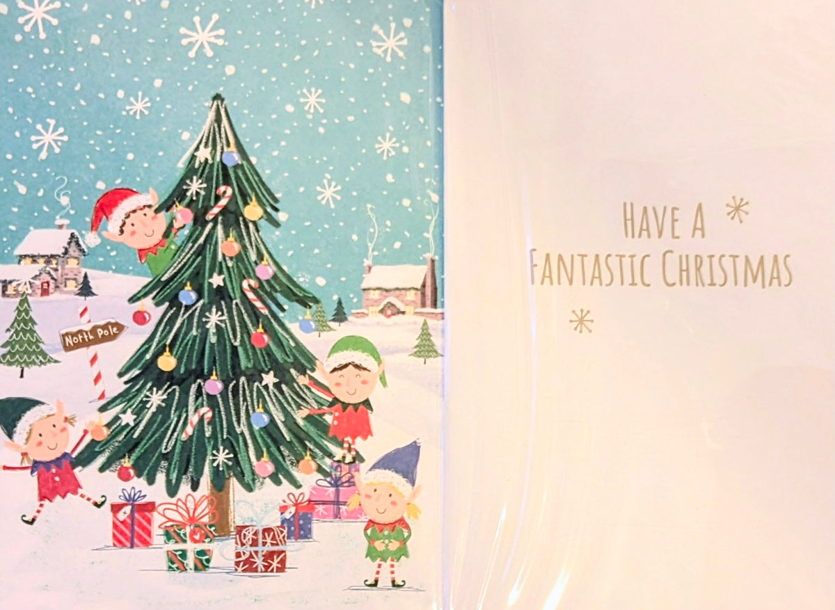 To All The Family Christmas - Cute Elves & Tree – Cards Delights